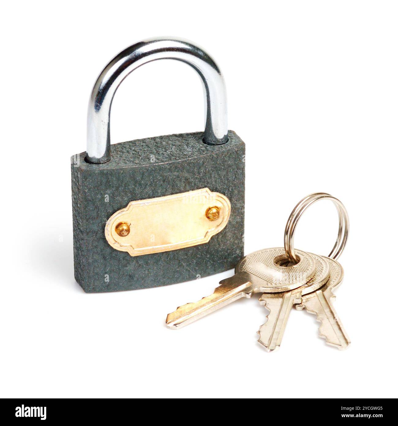 Lock with three keys Stock Photo - Alamy