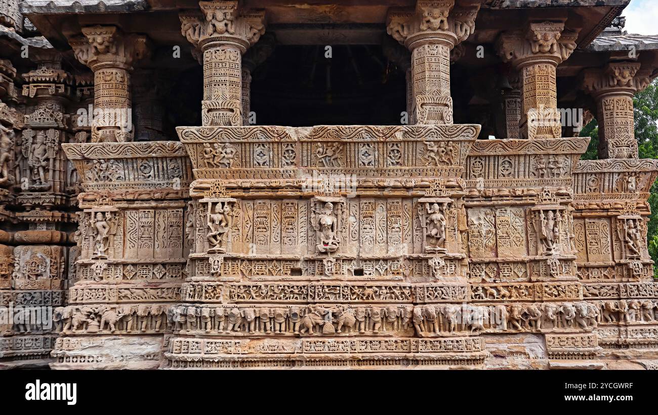 Carvings on the mandapa of Jasmalnathji Mahadev Temple, also known as ...