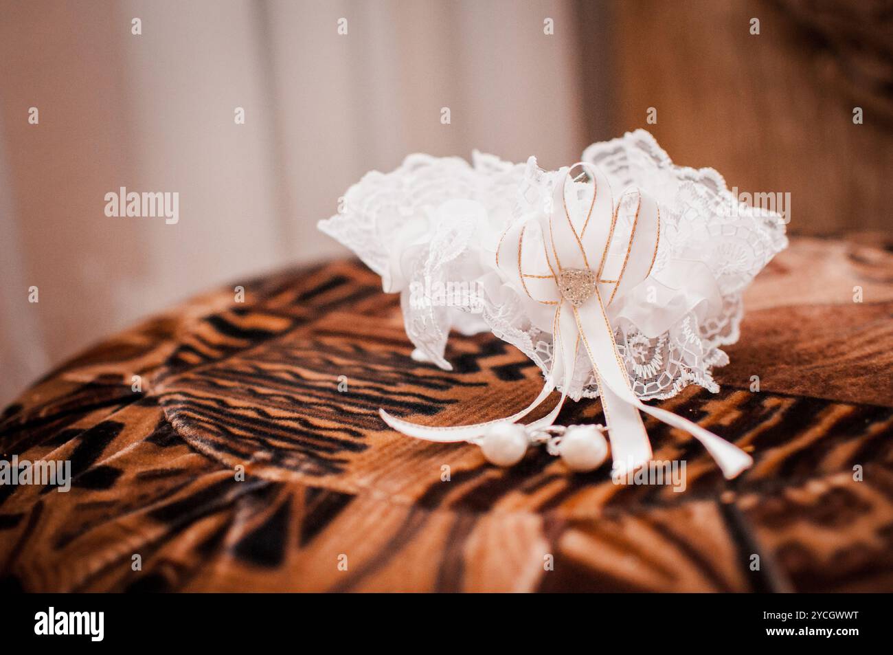 Elegant Wedding Garter on Luxurious Fabric Stock Photo - Alamy