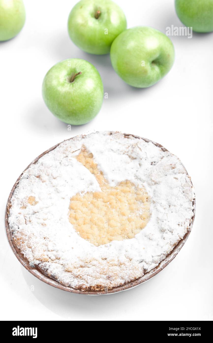 Sweet round baked cake with apples Stock Photo - Alamy