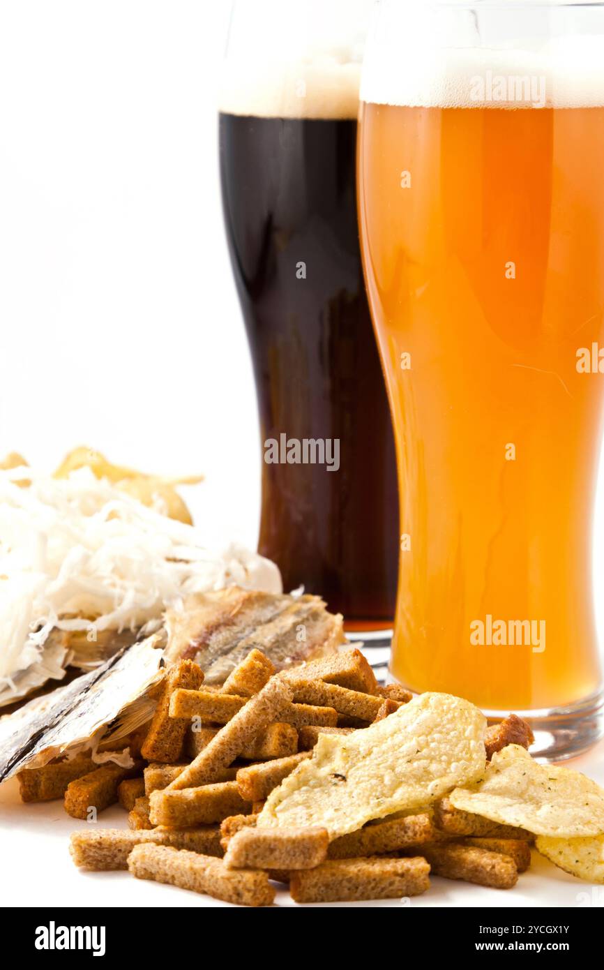Beer with snack Stock Photo - Alamy