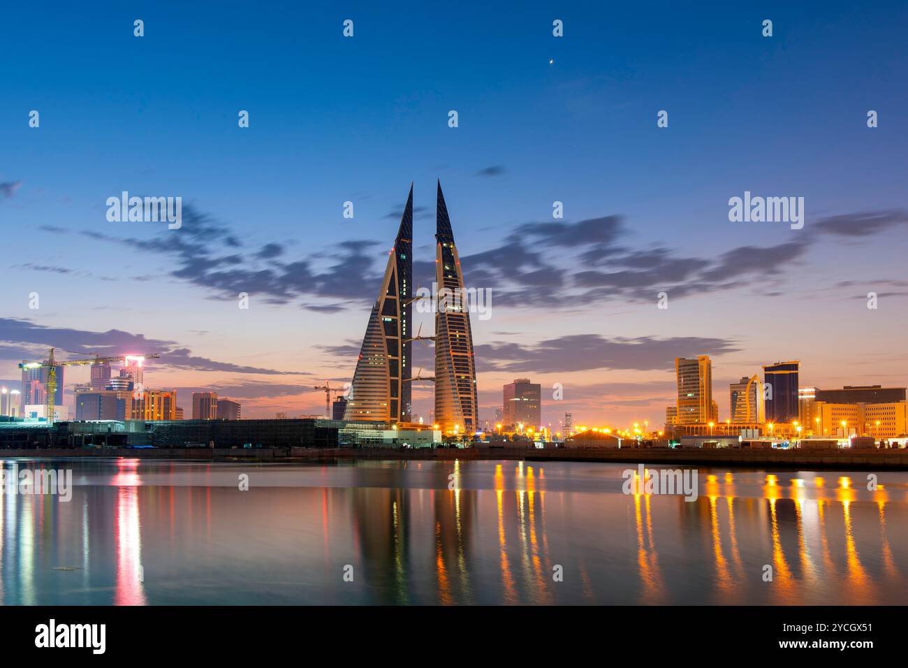 World Trade Center skyscraper and skyline of Manama City Bahrain Stock ...