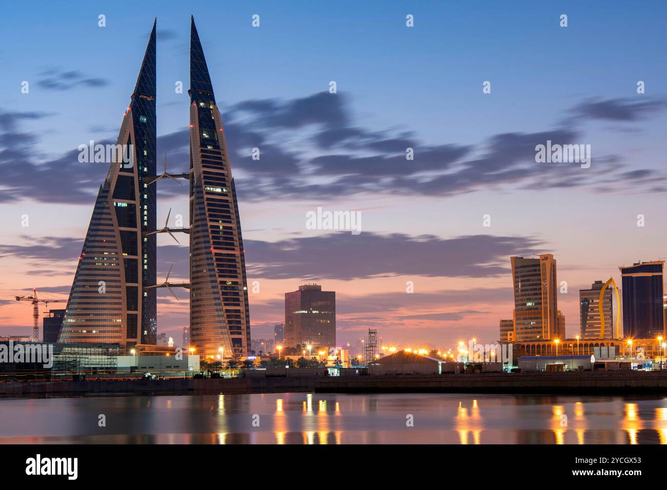 World Trade Center skyscraper and skyline of Manama City Bahrain Stock ...