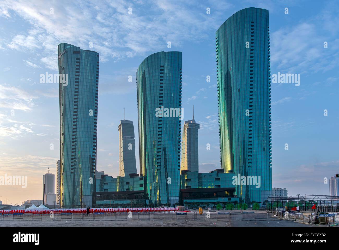 Bahrain Financial Harbor, Harbor Towers, Bahrain Skyline view sunset ...
