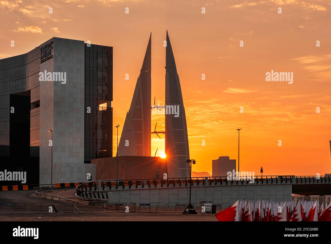 World Trade Center skyscraper and skyline of Manama City Bahrain Stock ...