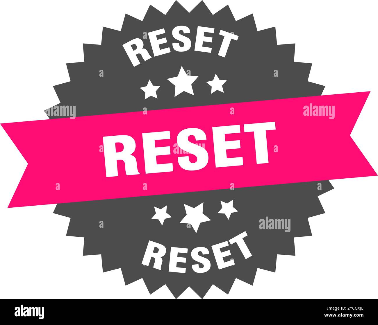 reset round pink label isolated on transparent background. reset Stock ...