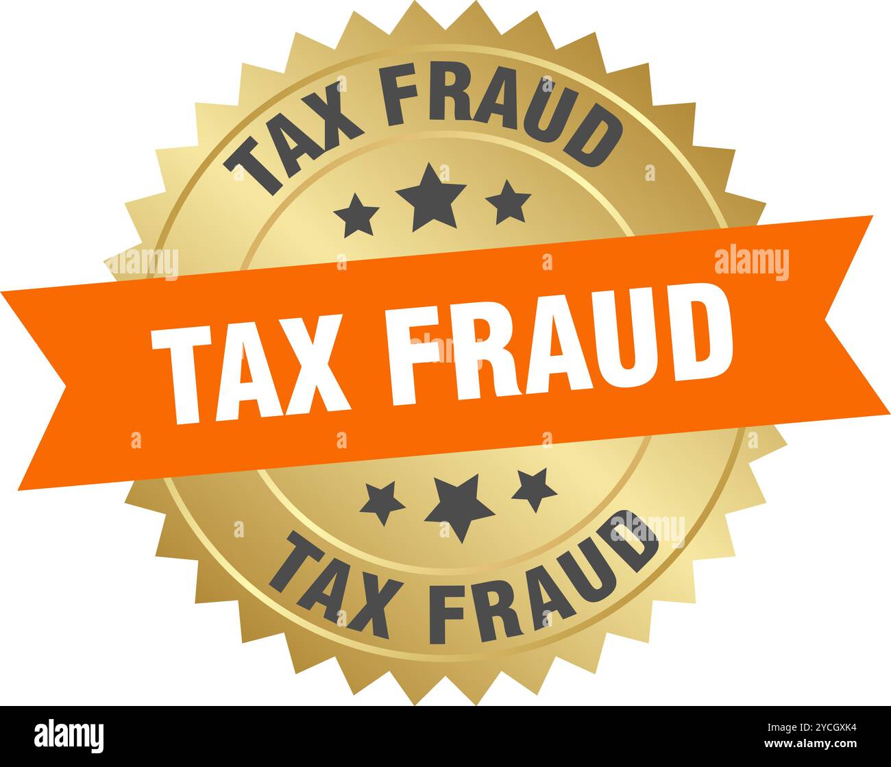 tax fraud round orange and gold label isolated on transparent ...