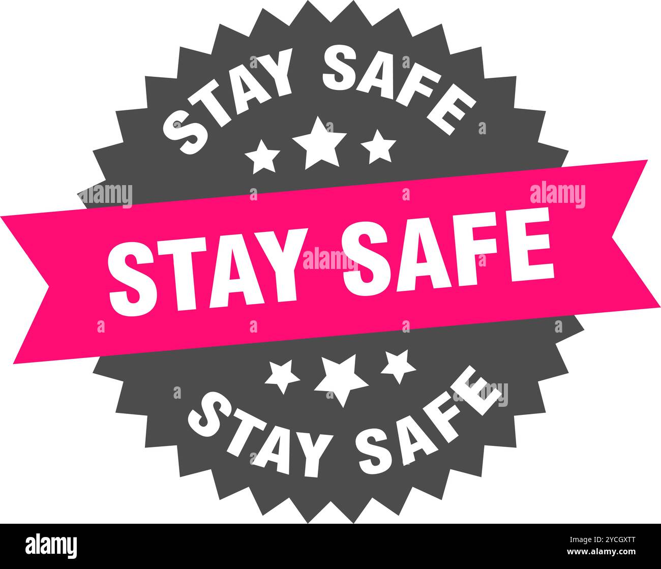 stay safe round pink label isolated on transparent background. stay ...