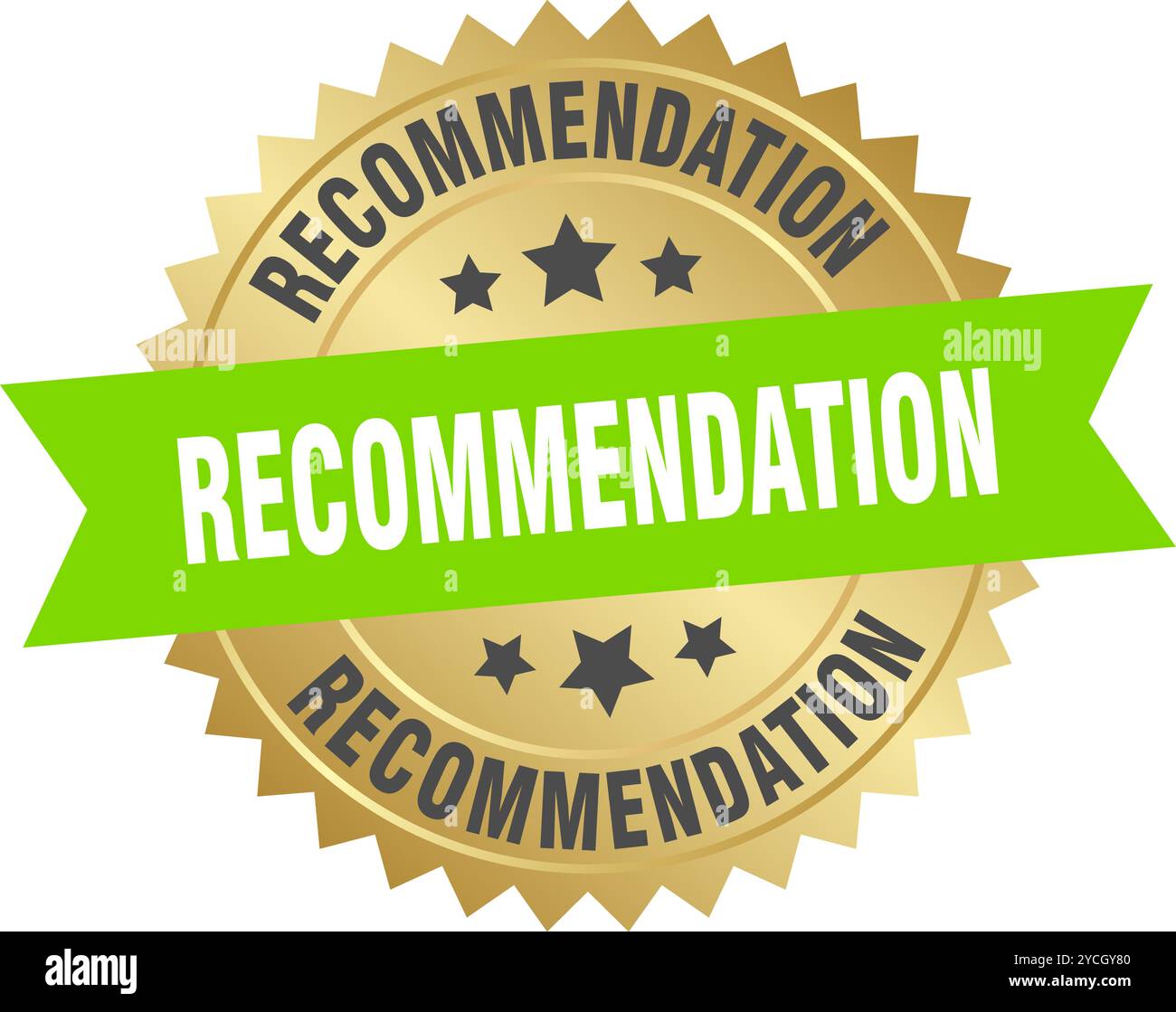 recommendation round green and gold label isolated on transparent ...