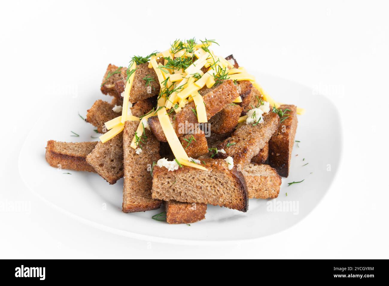 Roast rusk from bread with cheese and garlic Stock Photo - Alamy
