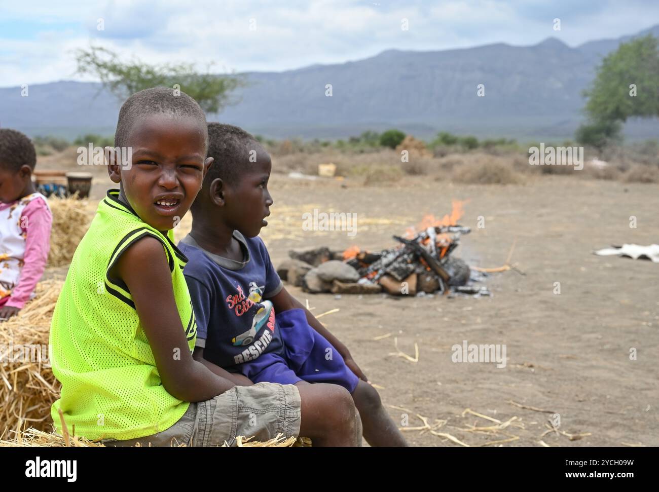 A SUBURB OF NAIROBI, KENYA - NOVEMBER 14, 2022: African children in a ...