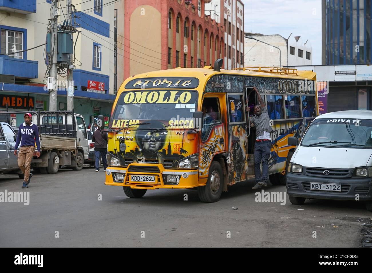STREETS OF NAIROBI, KENYA - NOVEMBER 20, 2022: A brightly painted ...
