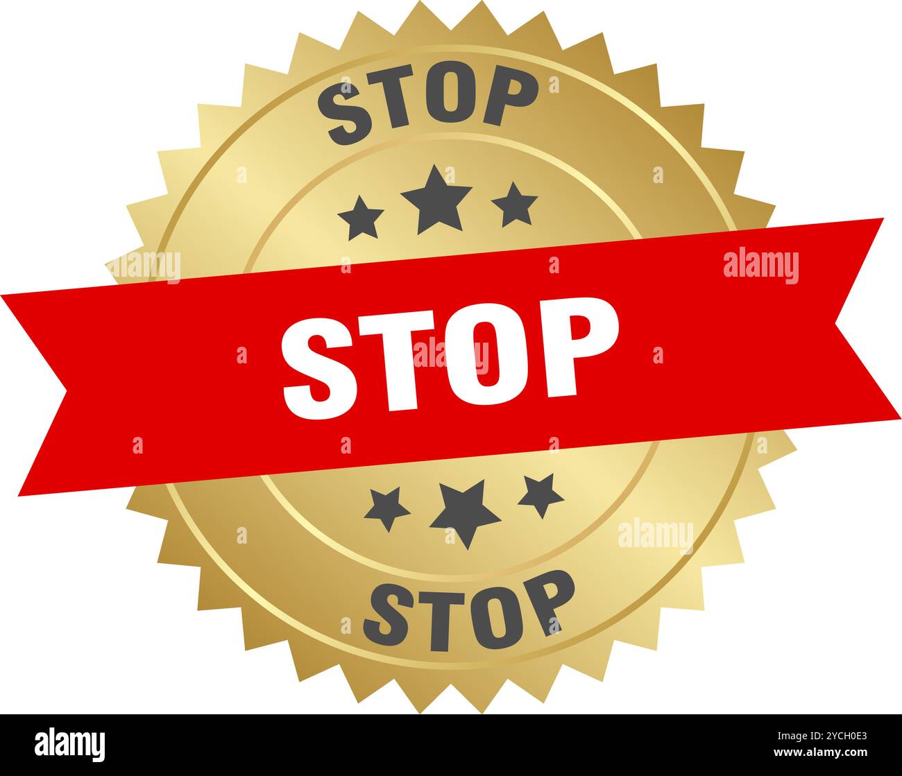 stop round red and gold label isolated on transparent background. stop ...