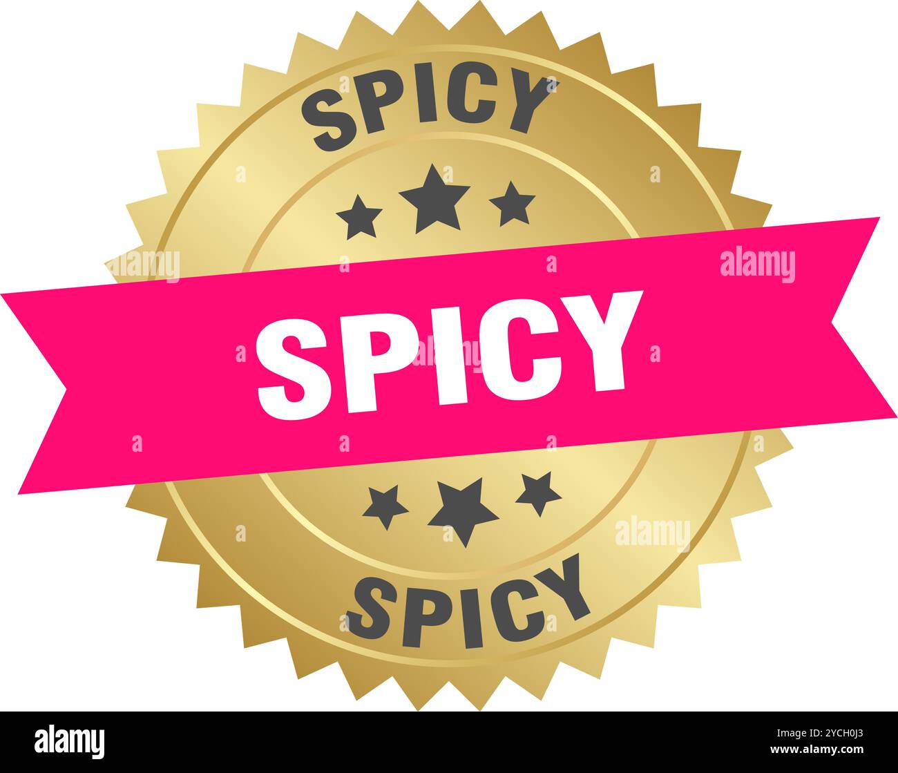 spicy round pink and gold label isolated on transparent background ...
