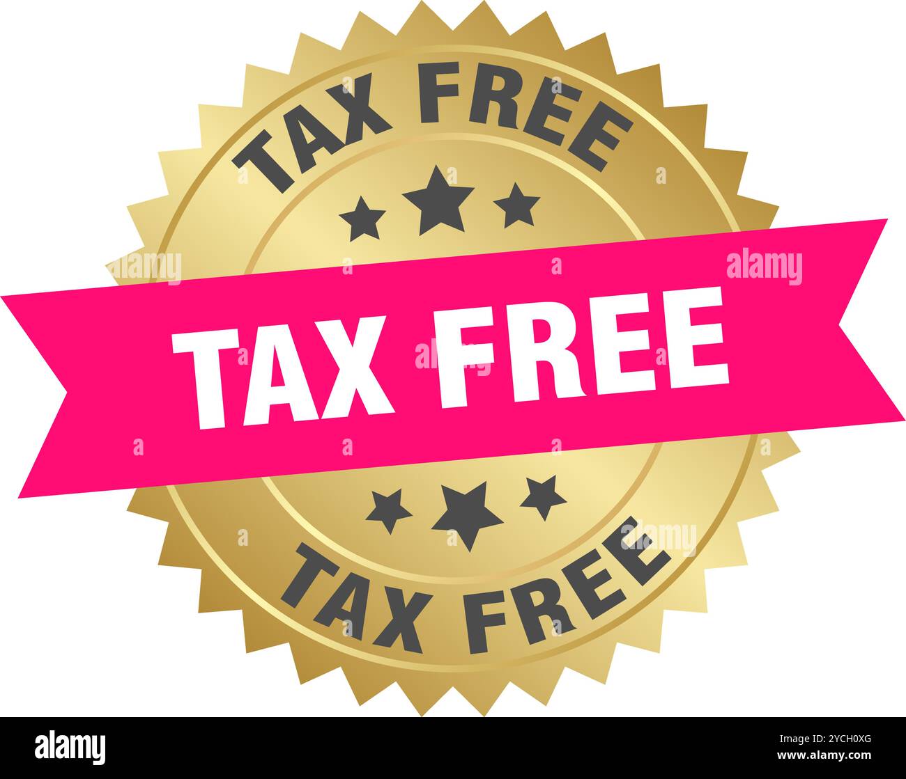 tax free round pink and gold label isolated on transparent background ...