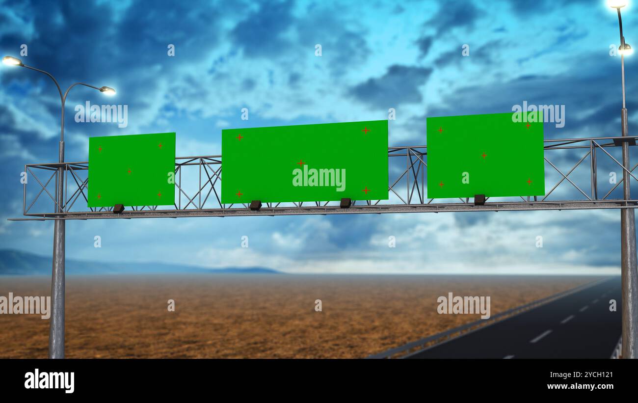 Road Signboard with Green Chroma Key Stock Photo - Alamy