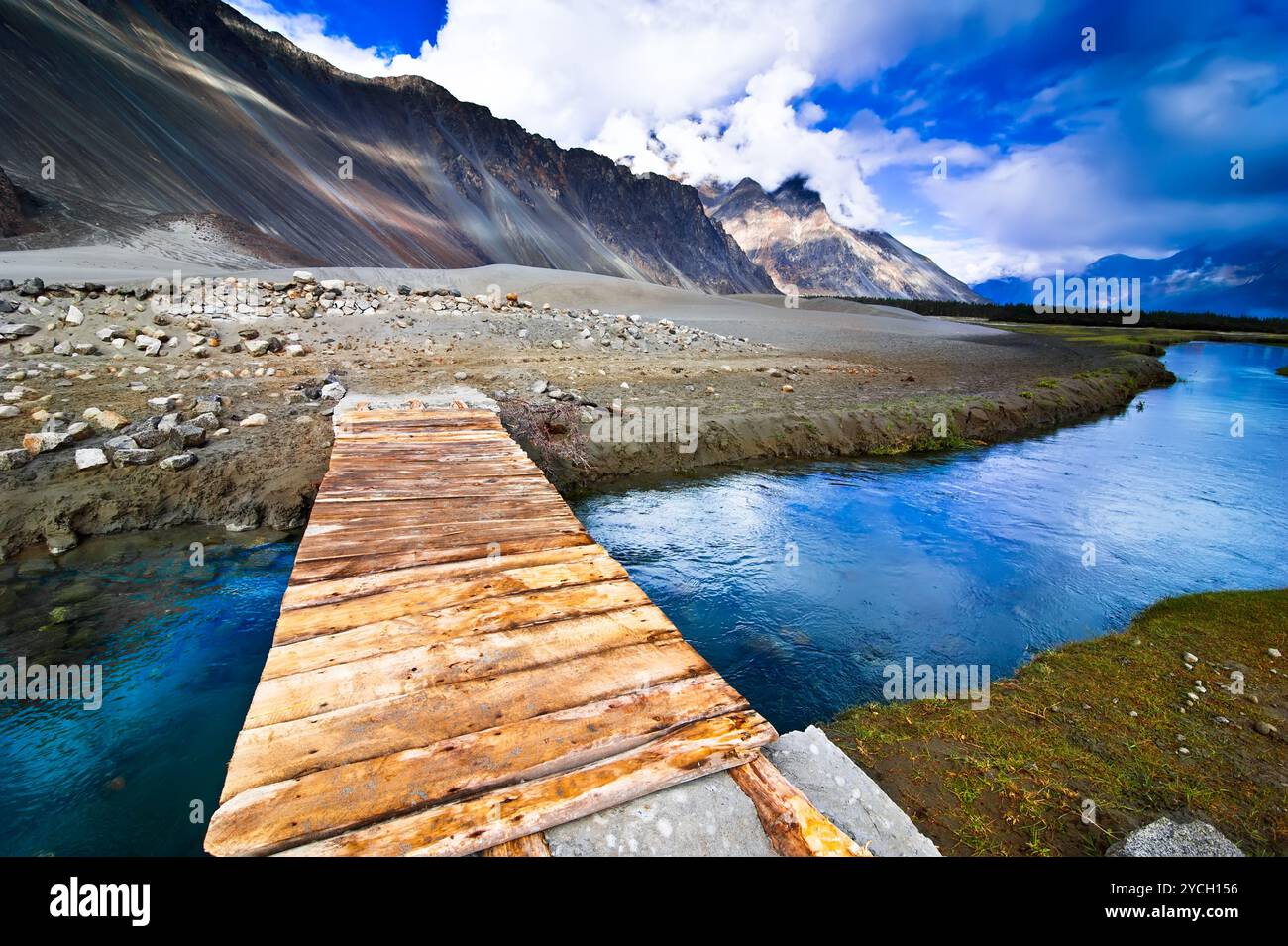 Mountain landscape view with river Stock Photo - Alamy