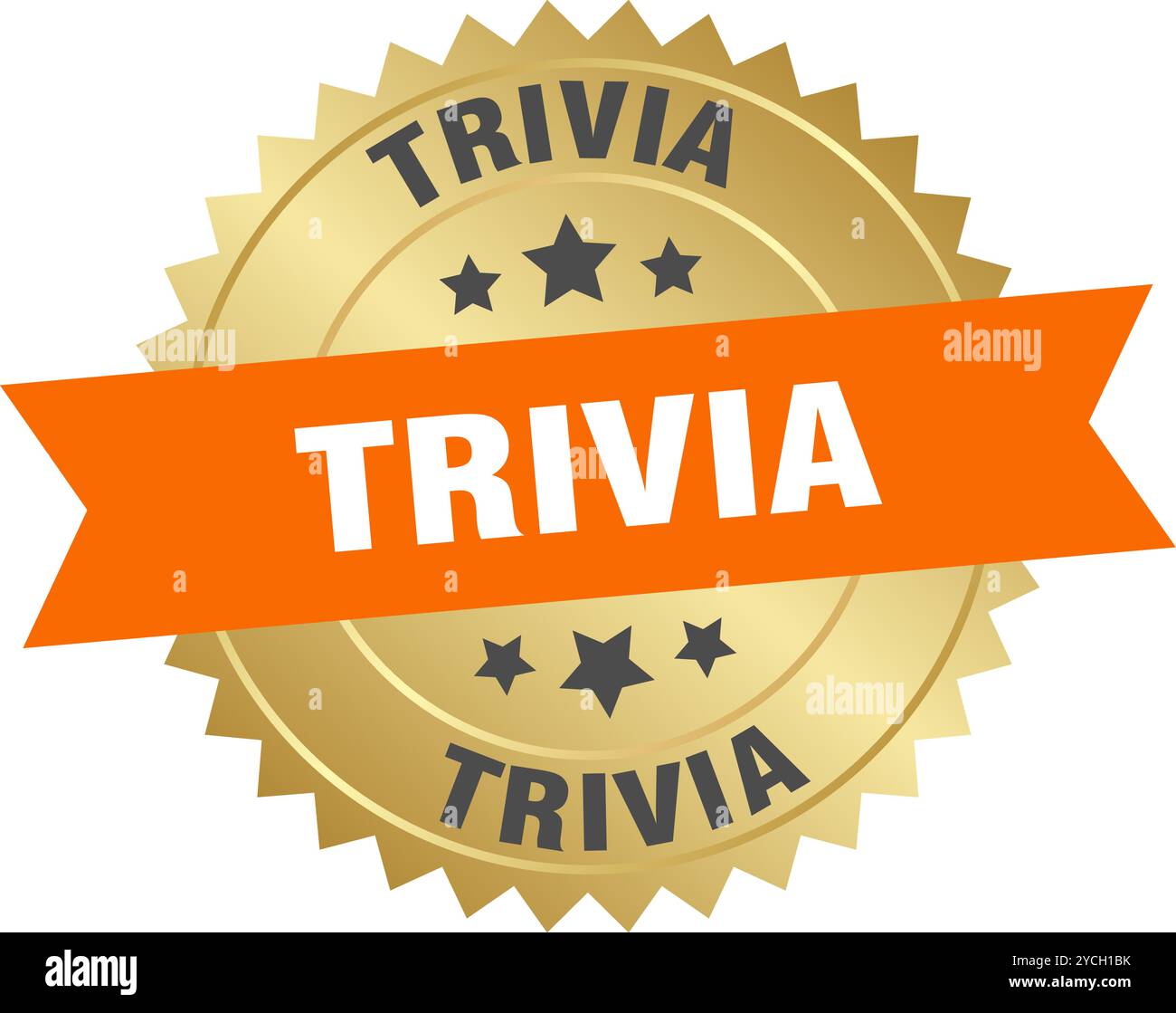 trivia round orange and gold label isolated on transparent background ...