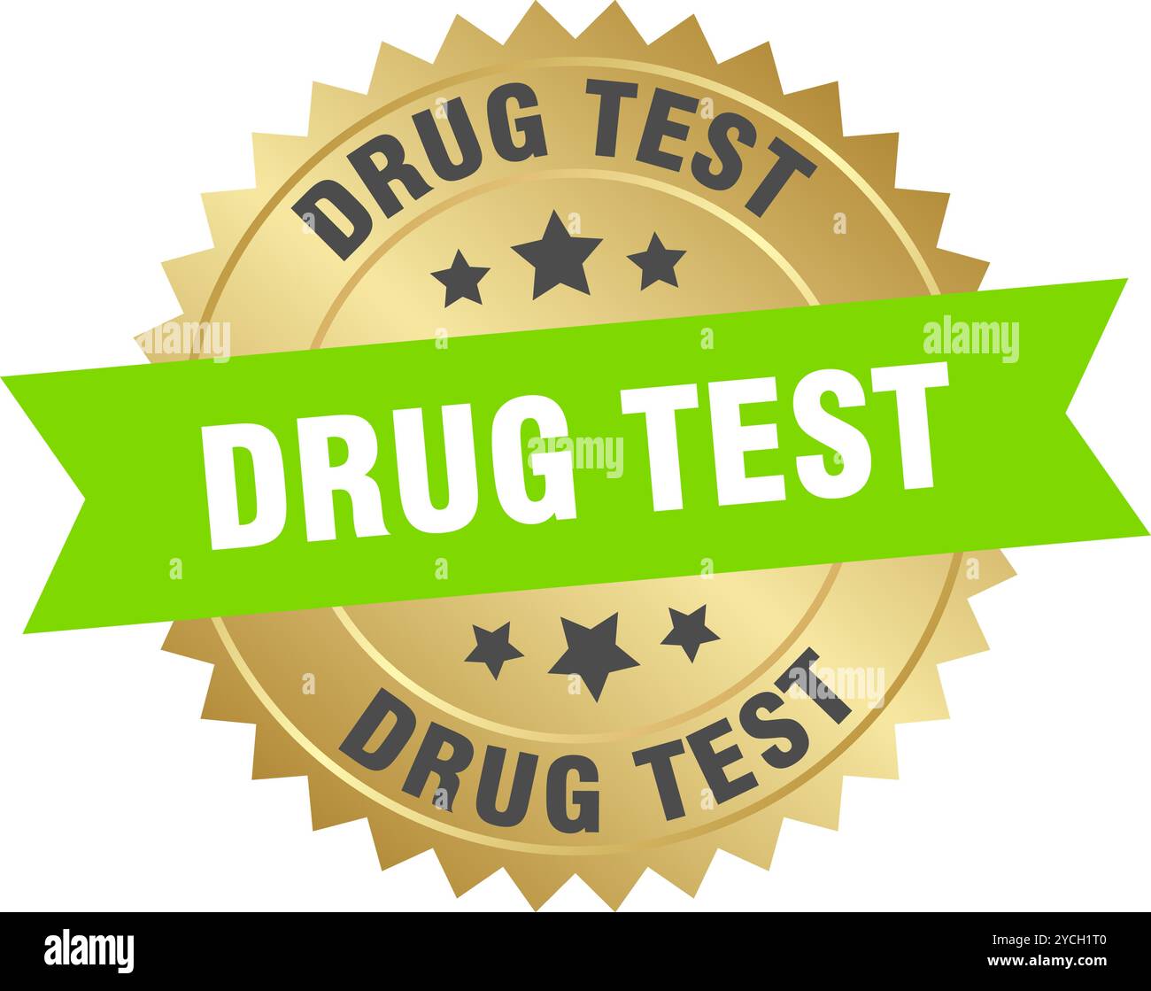 drug test round green and gold label isolated on transparent background ...
