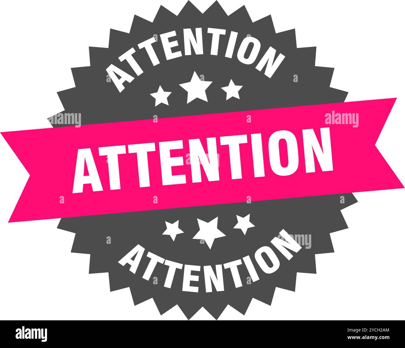 attention round pink label isolated on transparent background ...