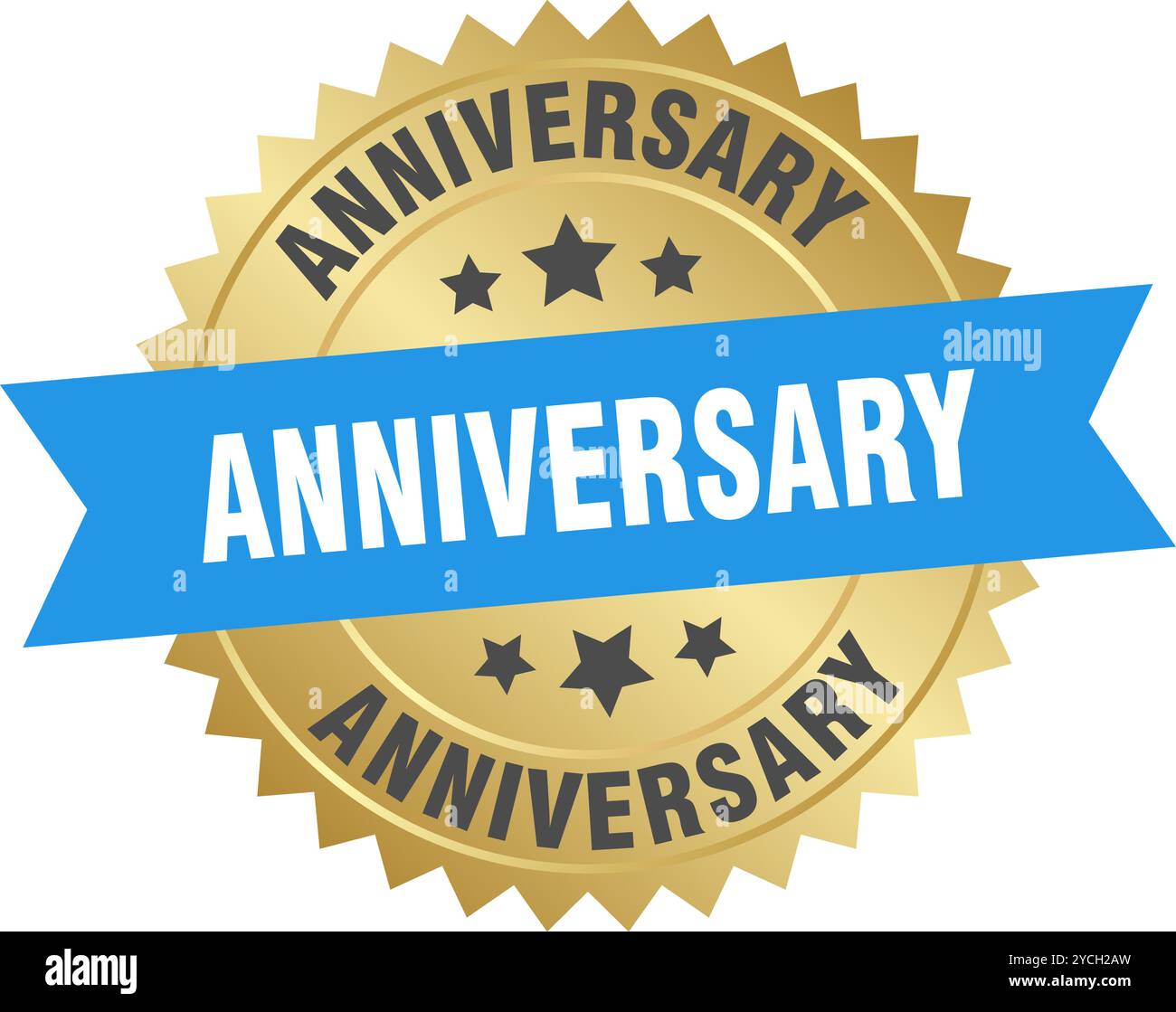 anniversary round blue and gold label isolated on transparent background. anniversary Stock ...