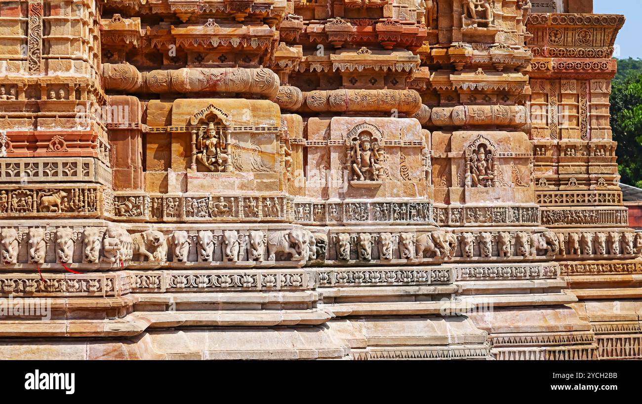 Carved Panels of Hindu Deities and Animals on the Shamlaji Vishnu ...