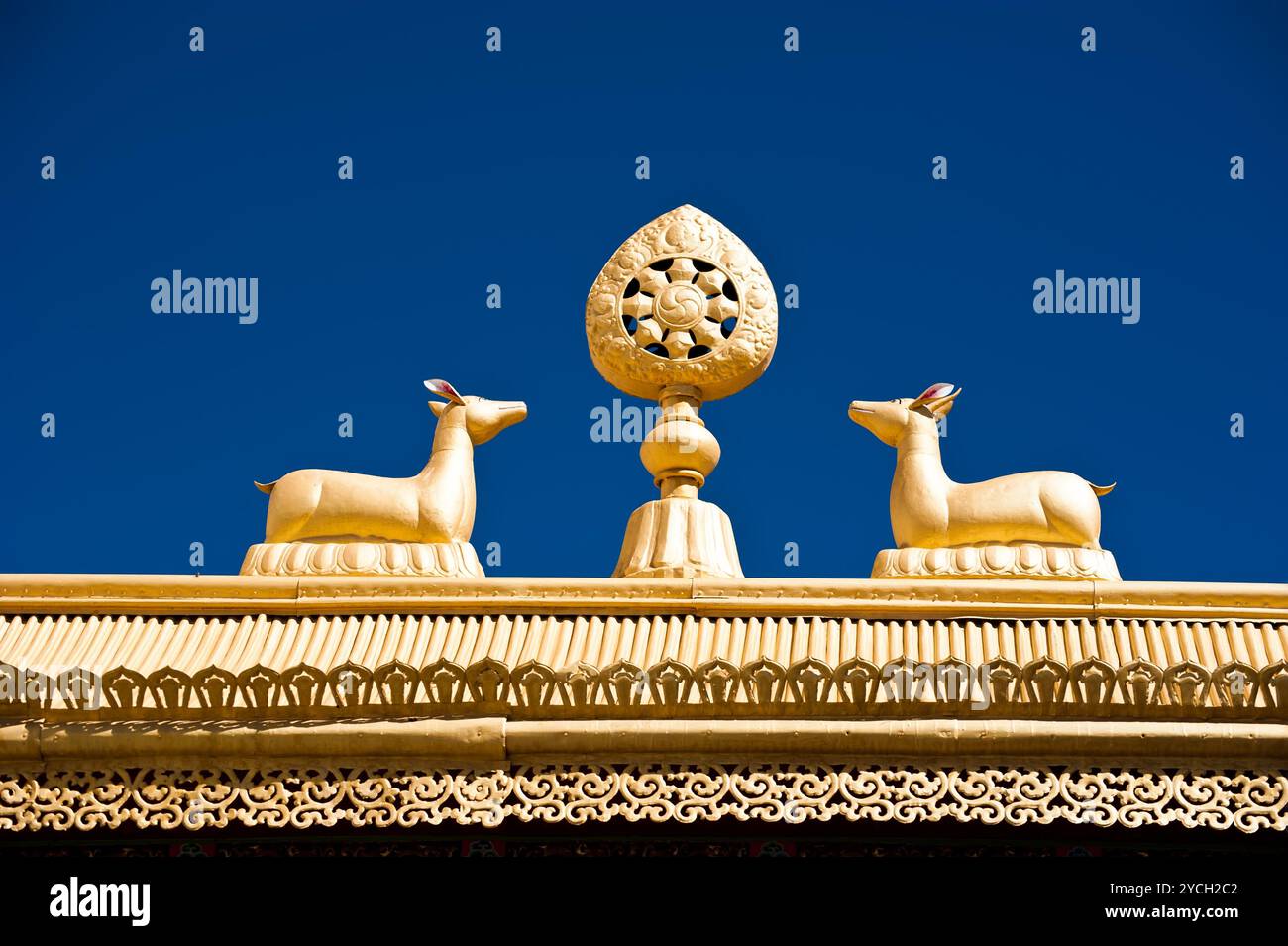 Tibetan Monastery Gates. Dharma-wheel and dee Stock Photo - Alamy