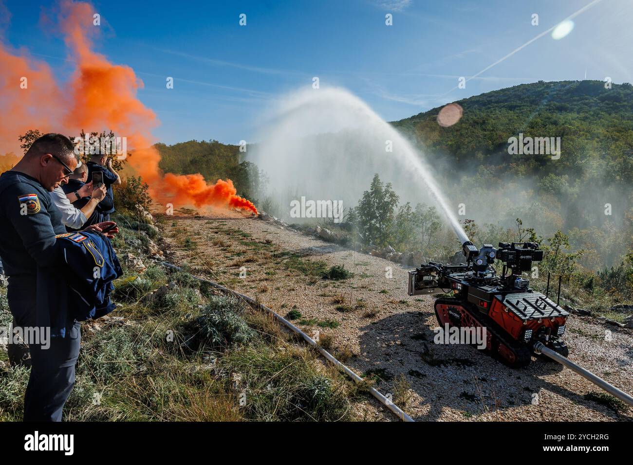 Split, Croatia. 02nd Apr, 2024. The R80 autonomous firefighting robot ...