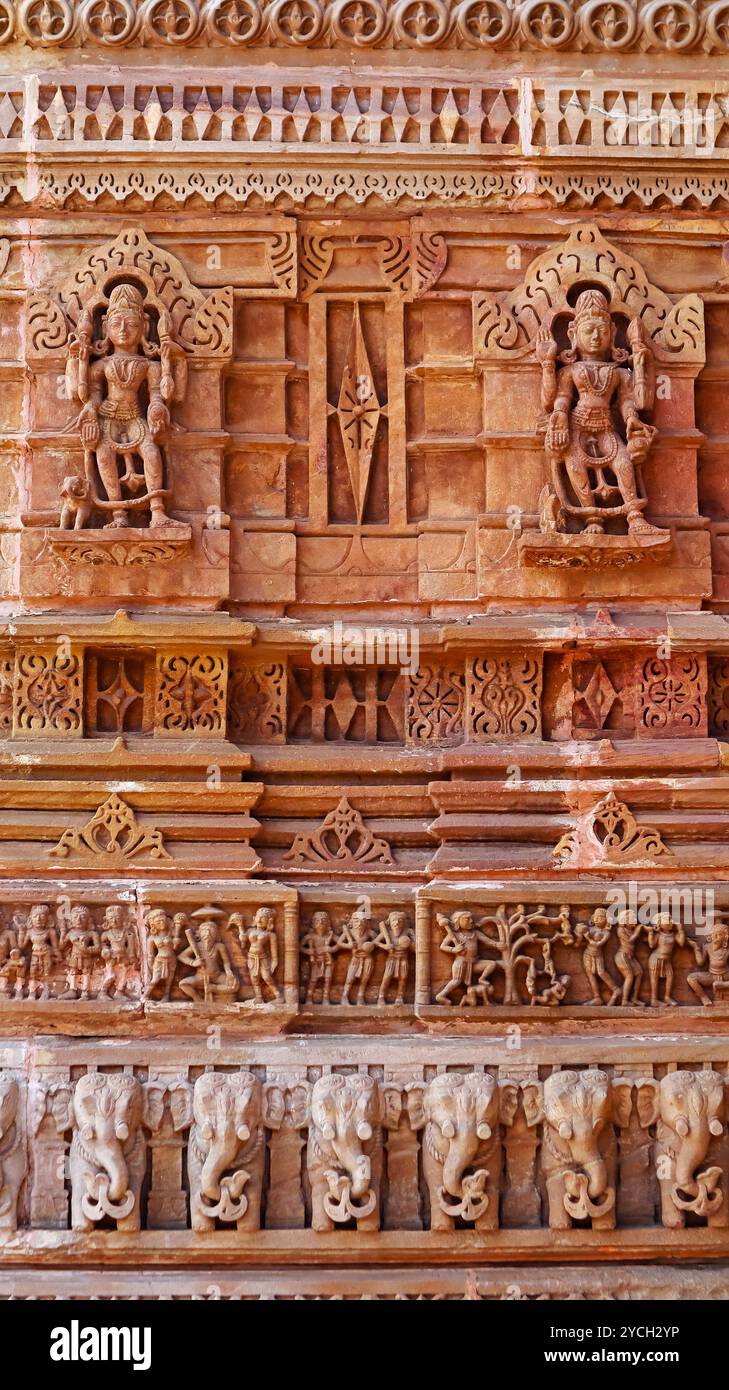 Carved Panels of Hindu Deities and Animals on the Shamlaji Vishnu ...
