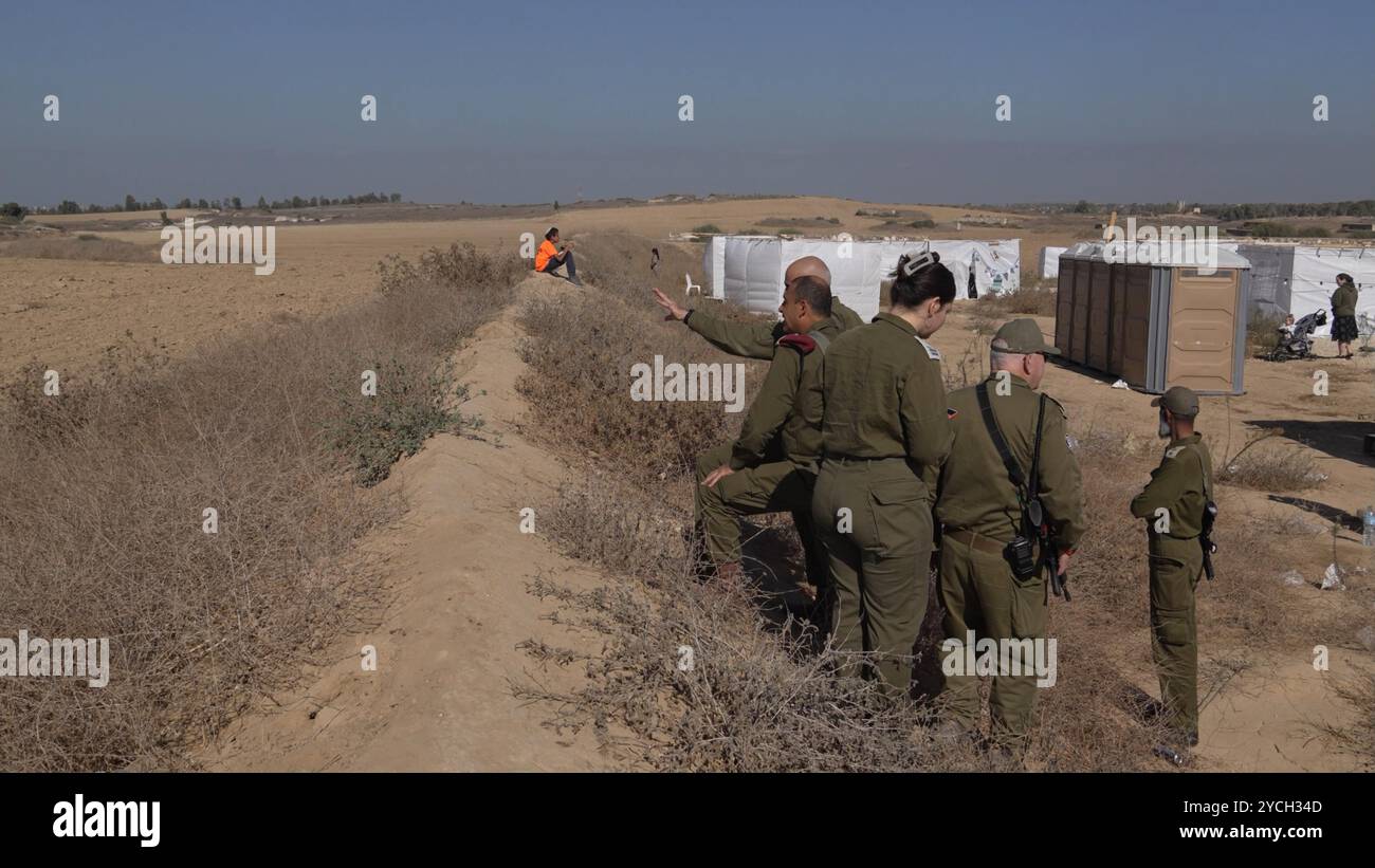 SOUTHERN BORDER, ISRAEL - OCTOBER 21: Israeli military officers look at ...