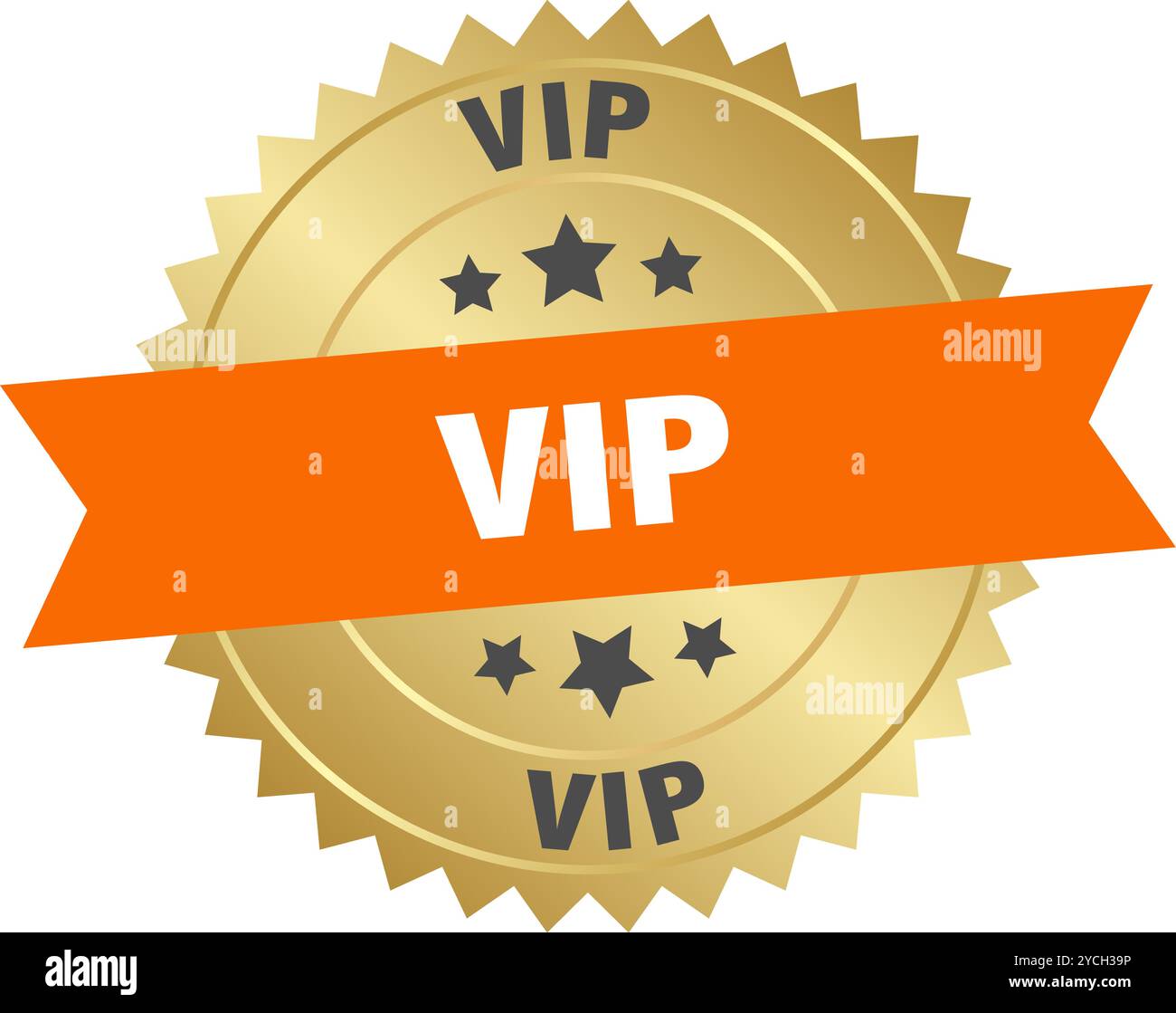vip round orange and gold label isolated on transparent background. vip ...