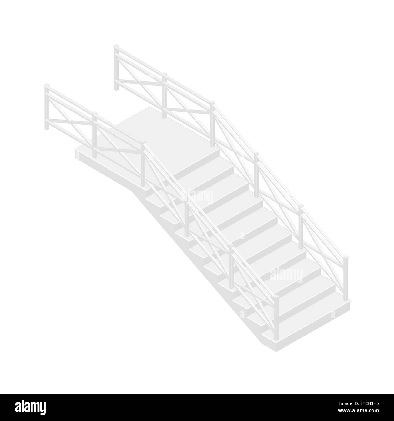 Silhouette of gray ladder isolated on white background. Isometric view. 3D. Vector illustration ...