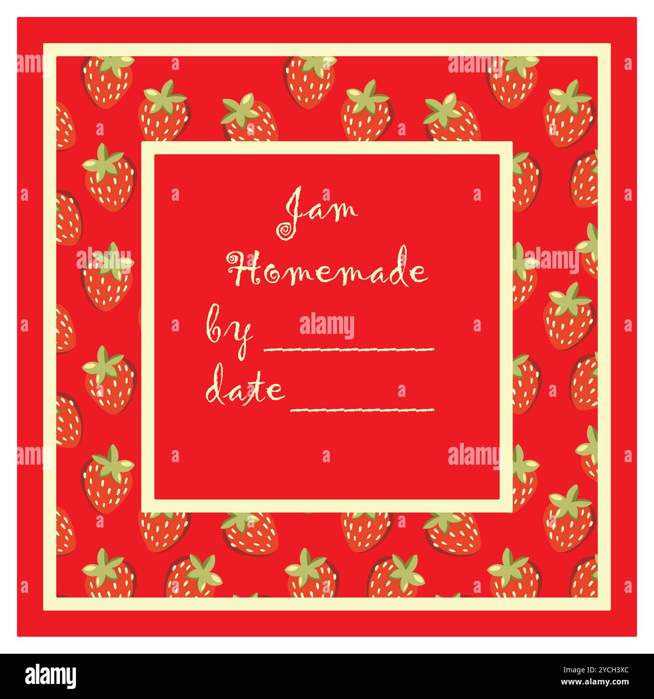 Template jam label design. Retro homemade label. Strawberry marmalade ...