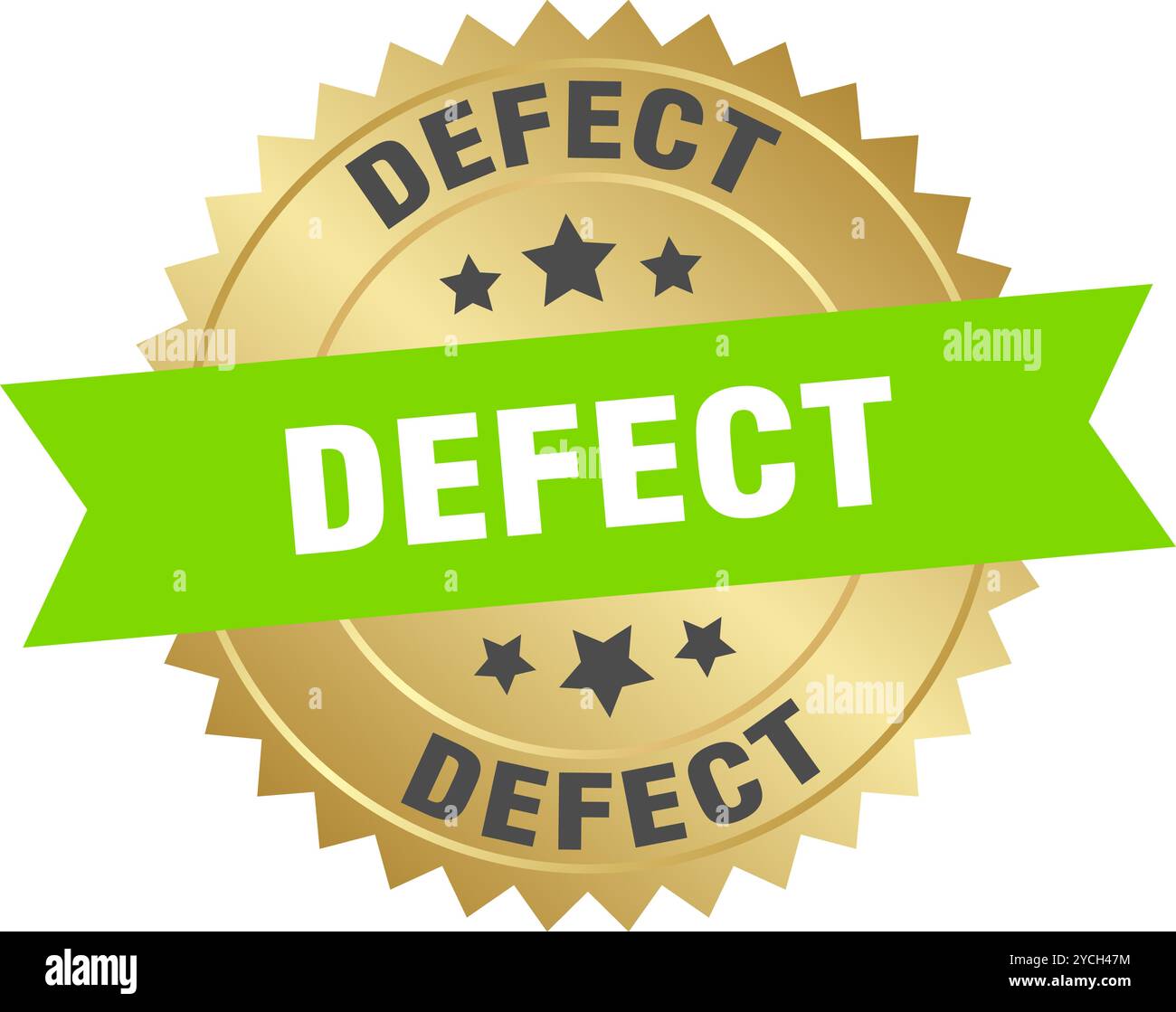 defect round green and gold label isolated on transparent background ...