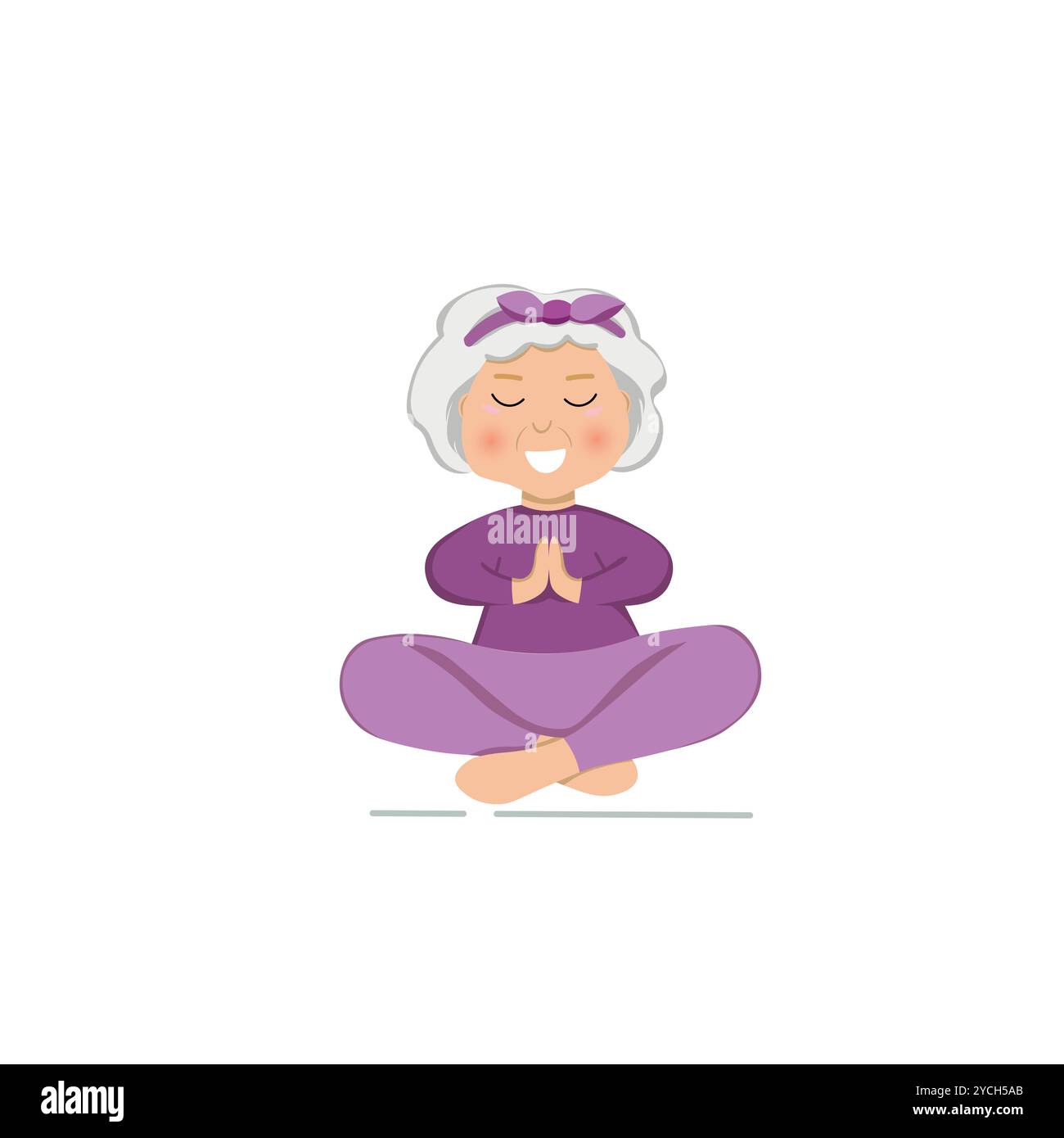 Sporty Granny does Yoga. Old person. Vector colorful cartoon ...