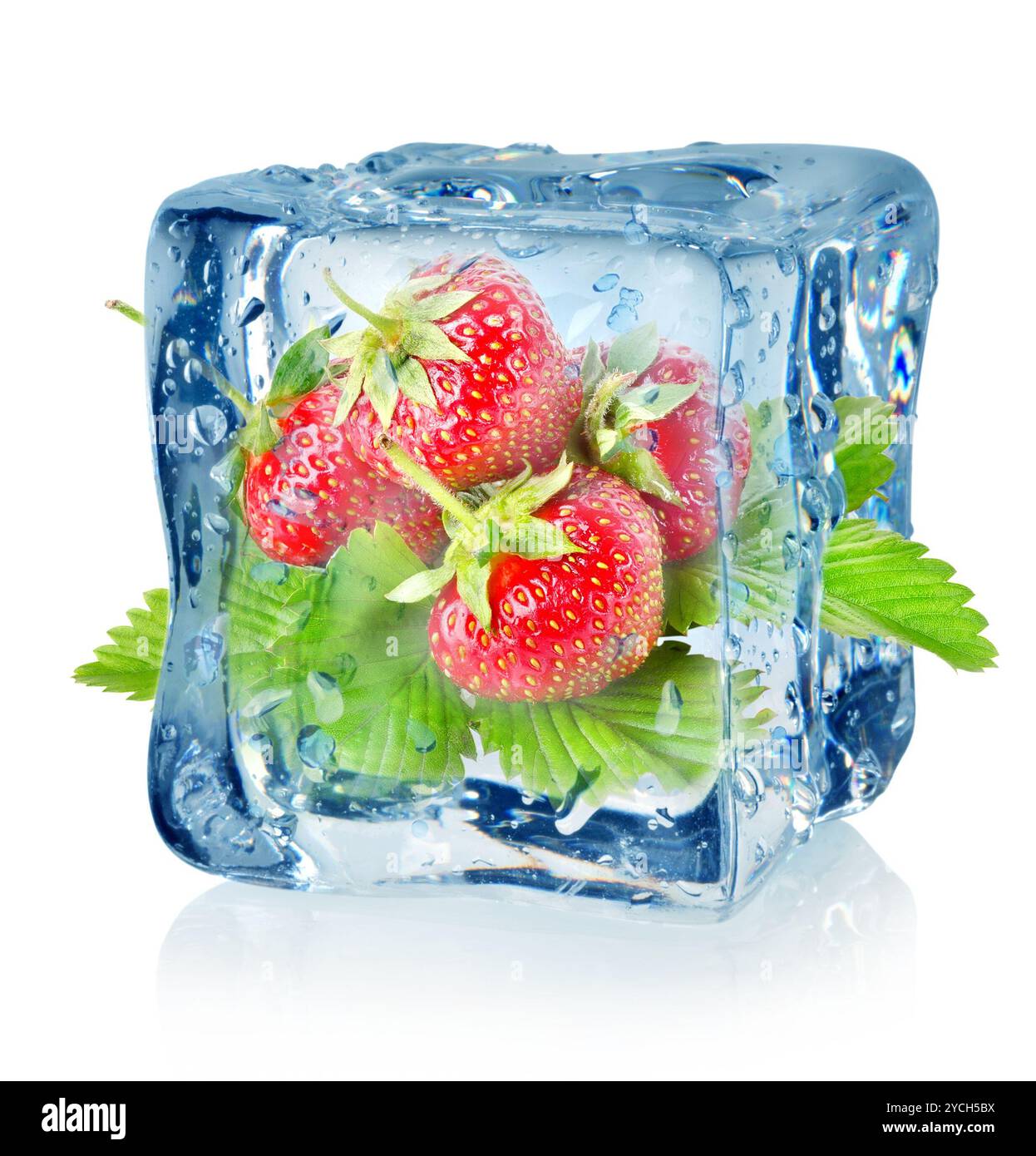 Ice cube and strawberry isolated Stock Photo - Alamy
