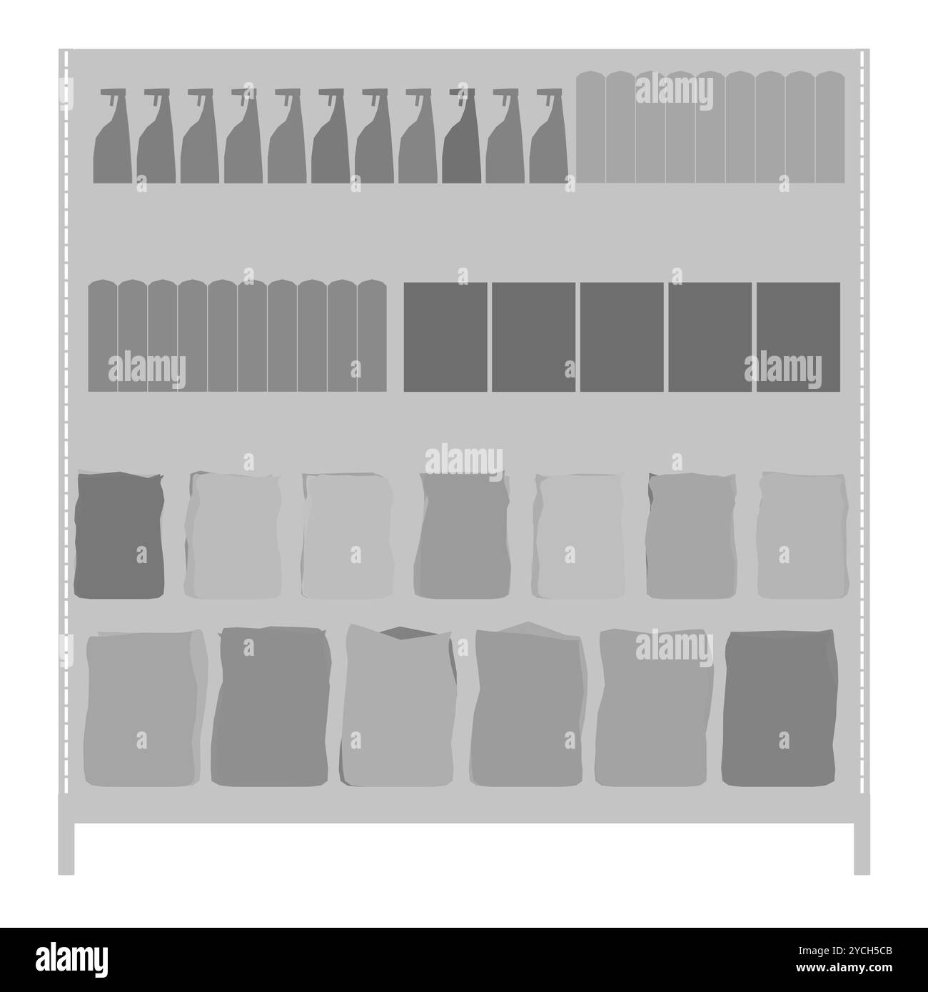 Supermarket with Cleaning Product Packaging Silhouette. Grocery Store ...