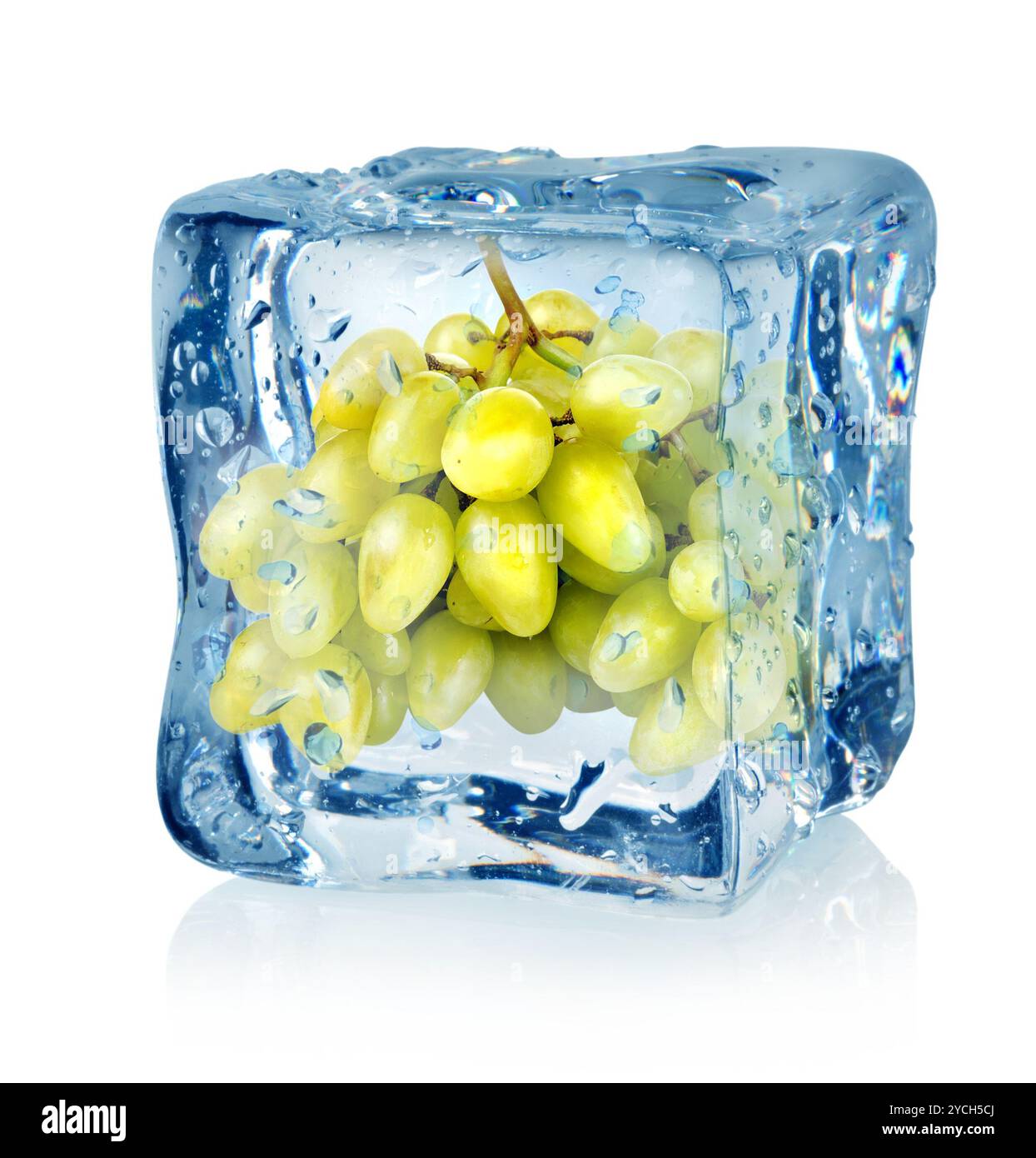 Ice cube and green grapes Stock Photo - Alamy