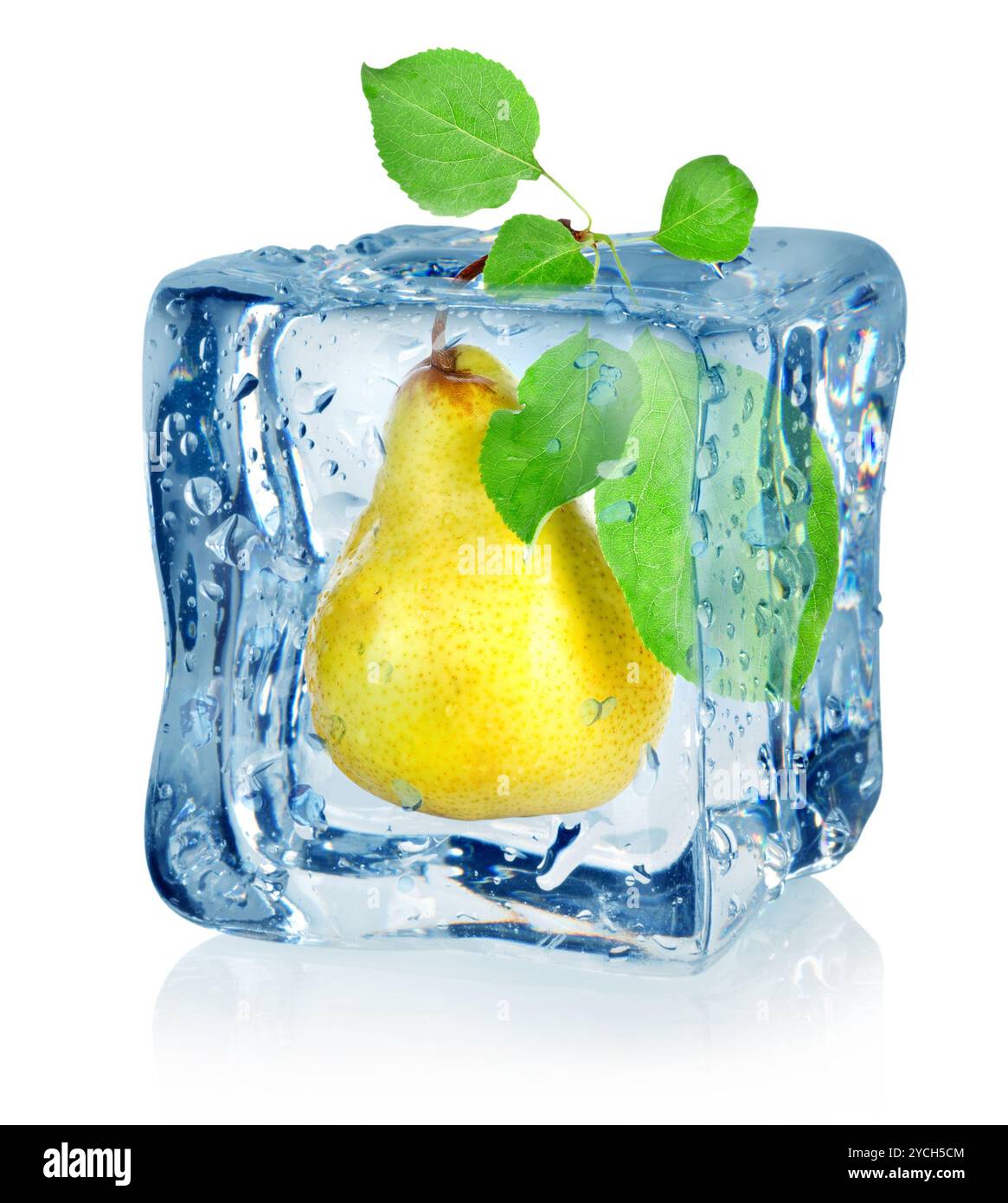 Ice cube and pear Stock Photo - Alamy