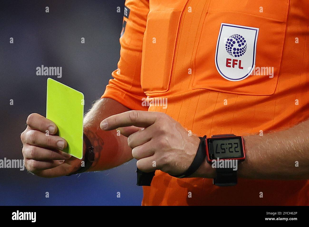 Cardiff, UK. 22nd Oct, 2024. A detailed close up view as Referee Oliver ...