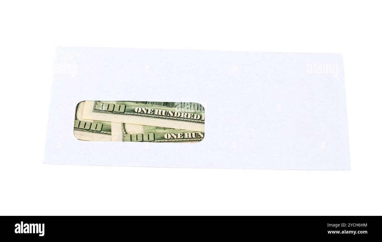 US dollars in the envelope isolated on white background Stock Photo - Alamy