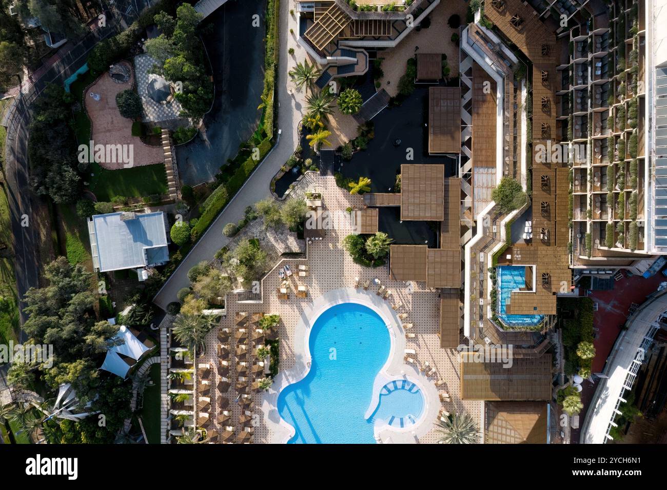 Swimming pool and surrounding area of a large hotel complex in Limassol ...