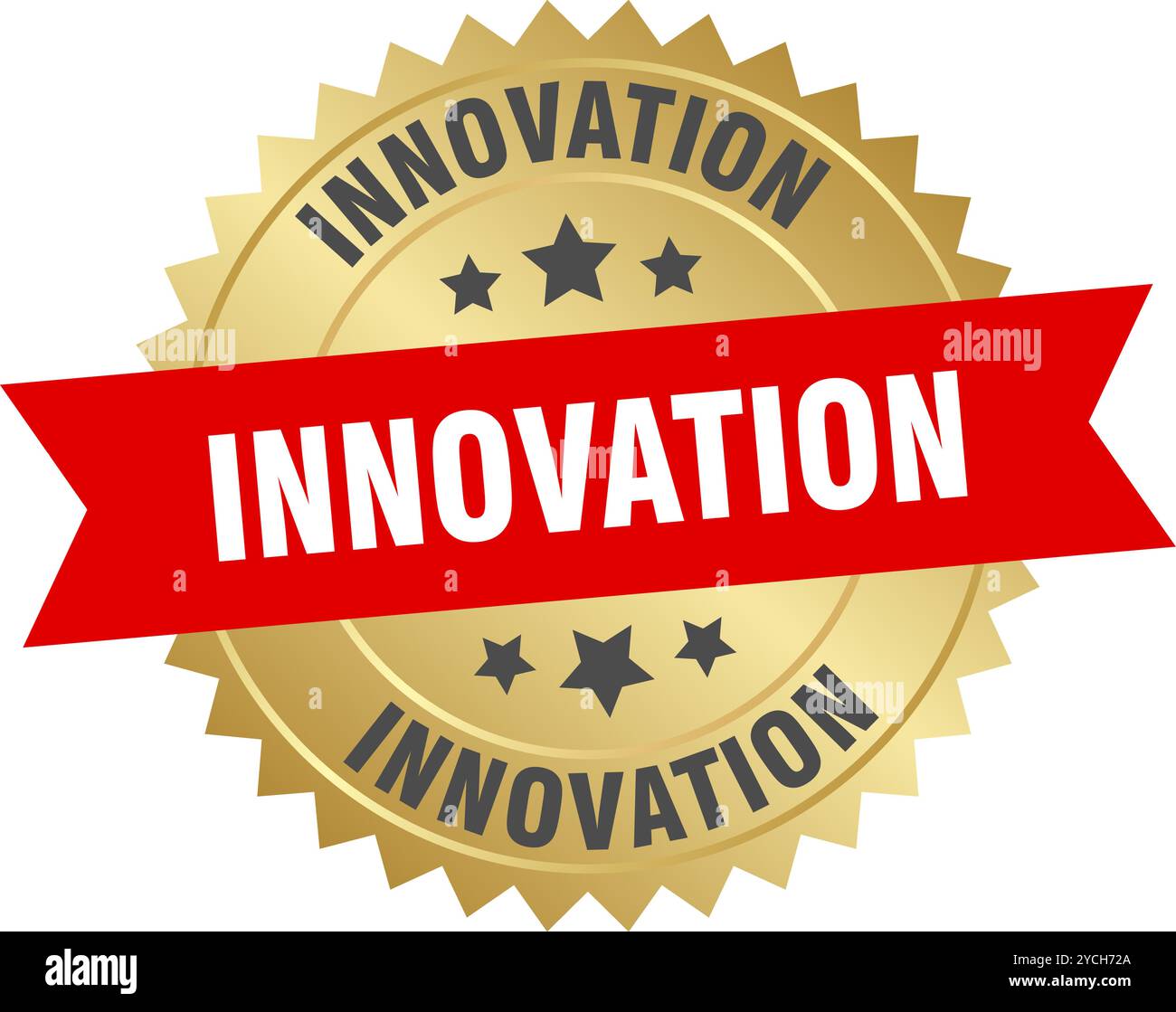 innovation round red and gold label isolated on transparent background ...