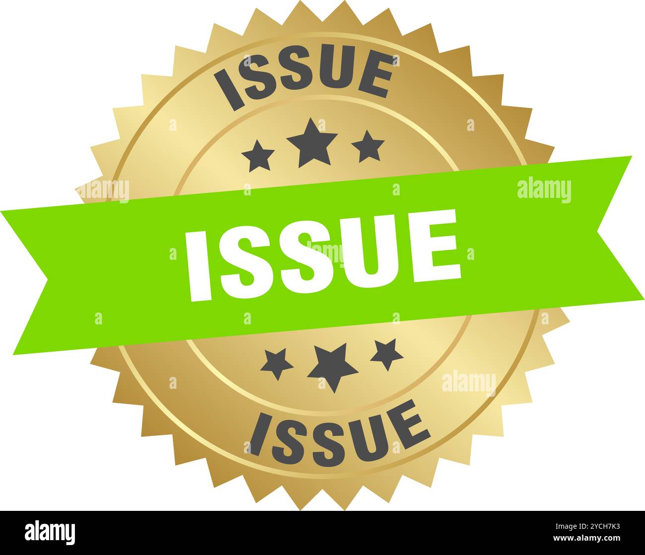 issue round green and gold label isolated on transparent background ...