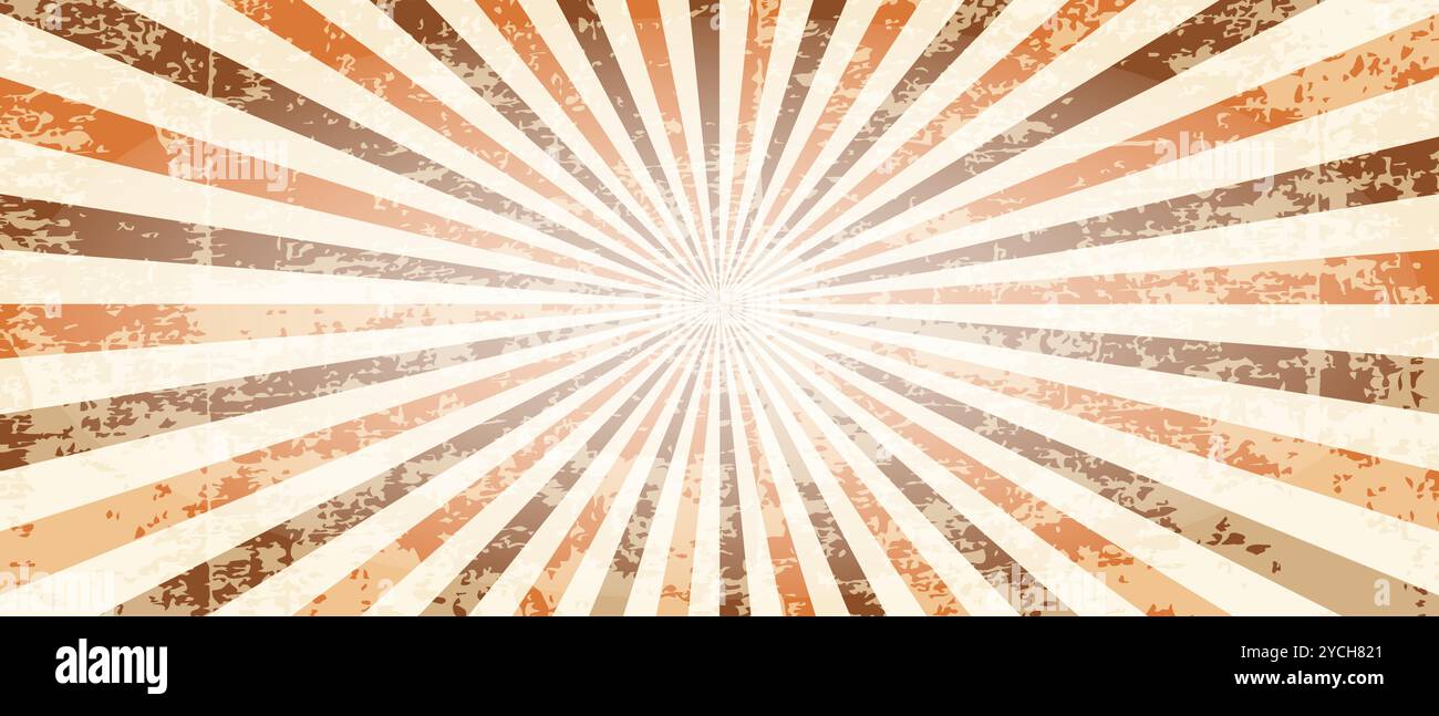 Vintage grunge shabby retro horizontal poster background with diverging ...