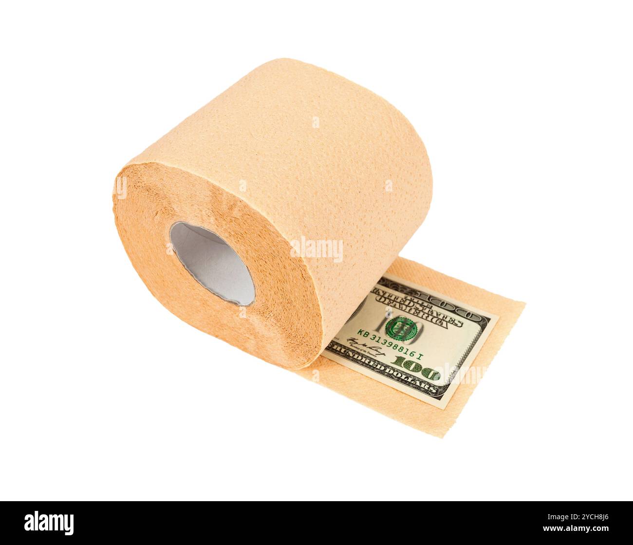 Roll of toilet paper and money isolated on white background Stock Photo ...