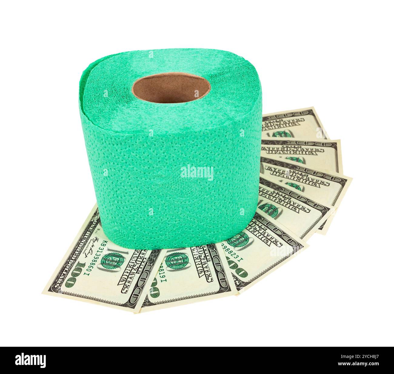 Roll of toilet paper and money isolated on white background Stock Photo ...
