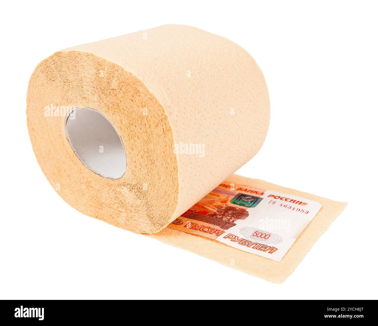 Roll of toilet paper and money isolated on white background Stock Photo ...