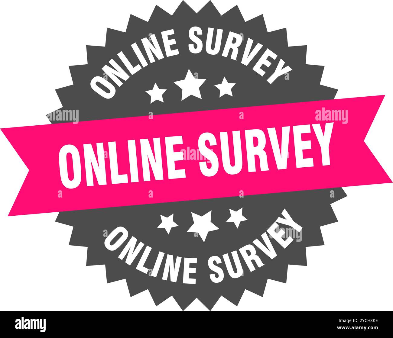 online survey round pink label isolated on transparent background ...