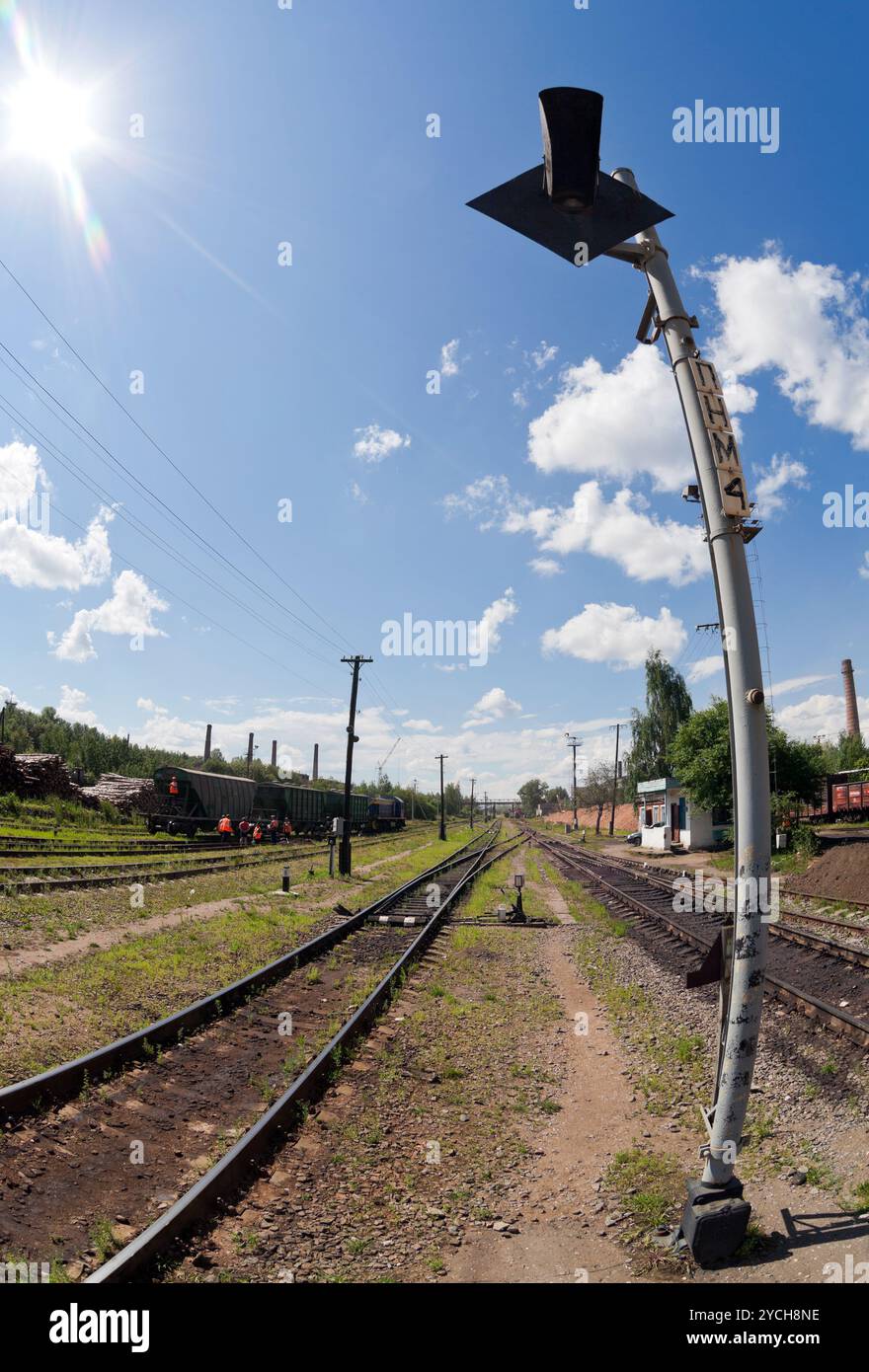 Traffic light on railway track Stock Photo - Alamy